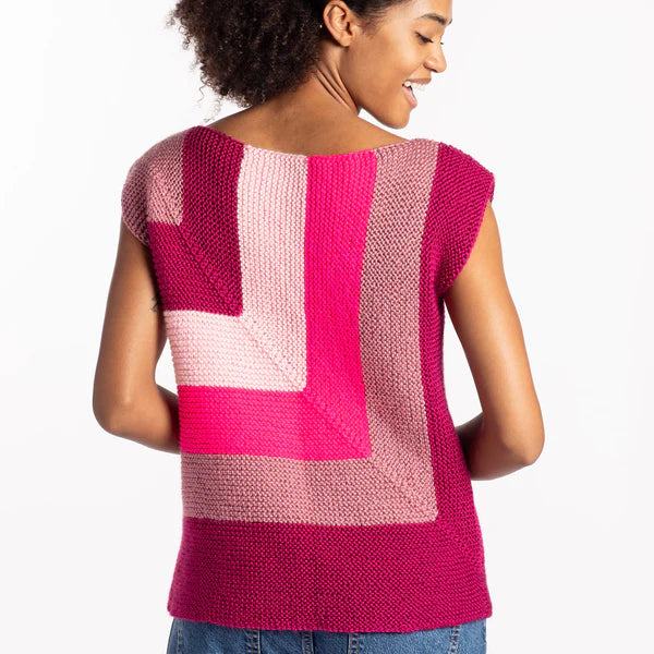 KNITTING PATTERN DOWNLOAD - CARON MITERED ANGLED KNIT VEST PATTERN, XS ...
