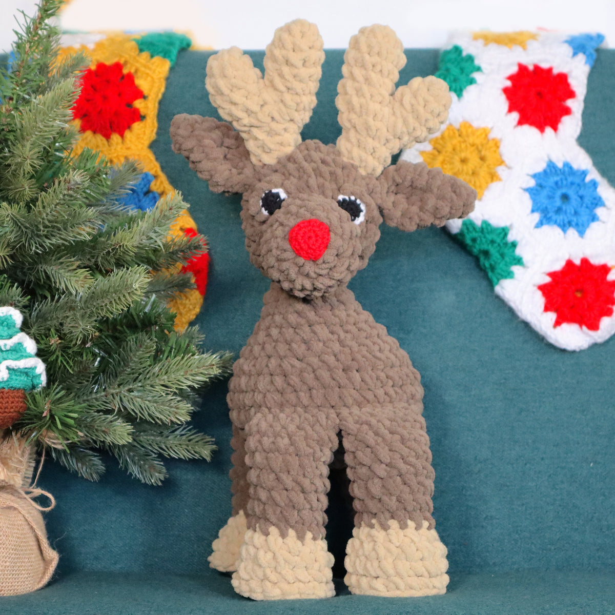 Knitty Critters - Make Christmas Crochet Kit - Holly Reindeer – Readicut