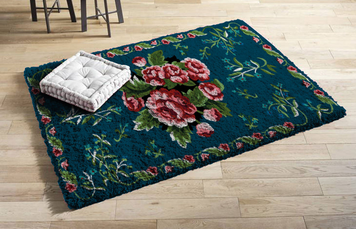 Printed Canvas Latch Hook Rug Kit - Flower Love 50cm x 100cm – Readicut