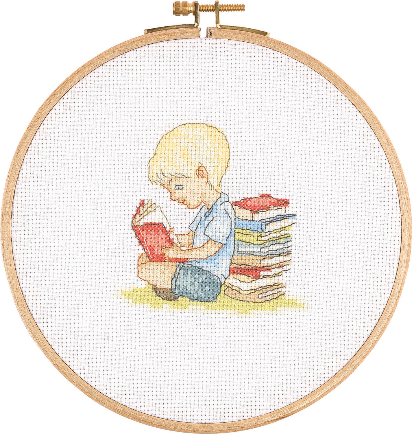 Counted Cross Stitch Hoop Kit - E2003 - Bookworm Boy – Readicut