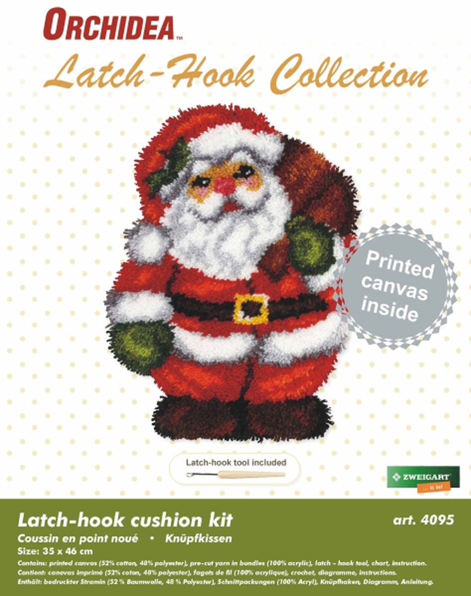 Latch Hook Kit: Cushion: Shaped: Santa – Readicut