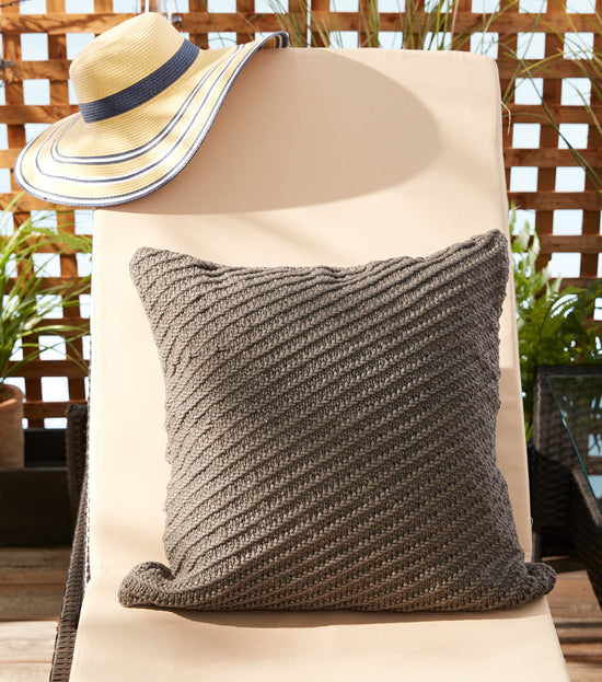 KNITTING PATTERN - Bernat® Maker Outdoor™ Diagonal Texture Knit Pillow ...